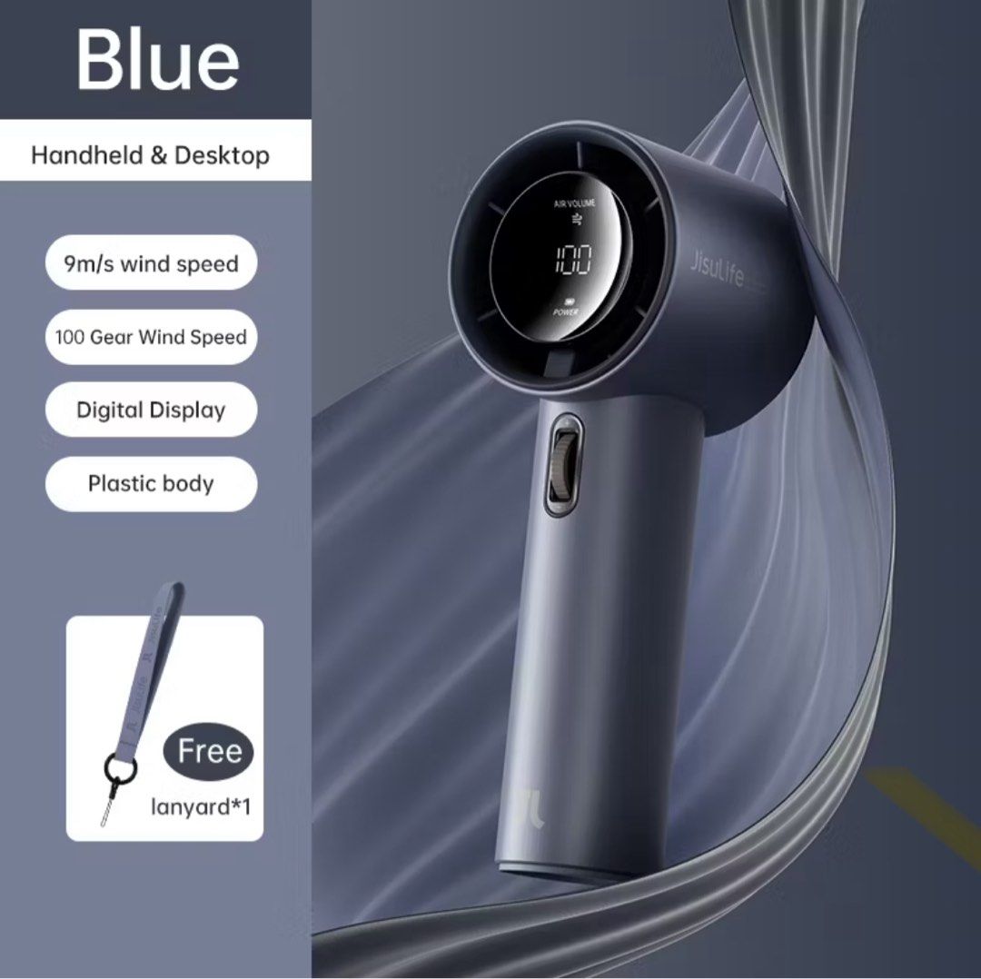 Jisulife Handheld Fan - Blue, Digital Display, Furniture & Home Living ...