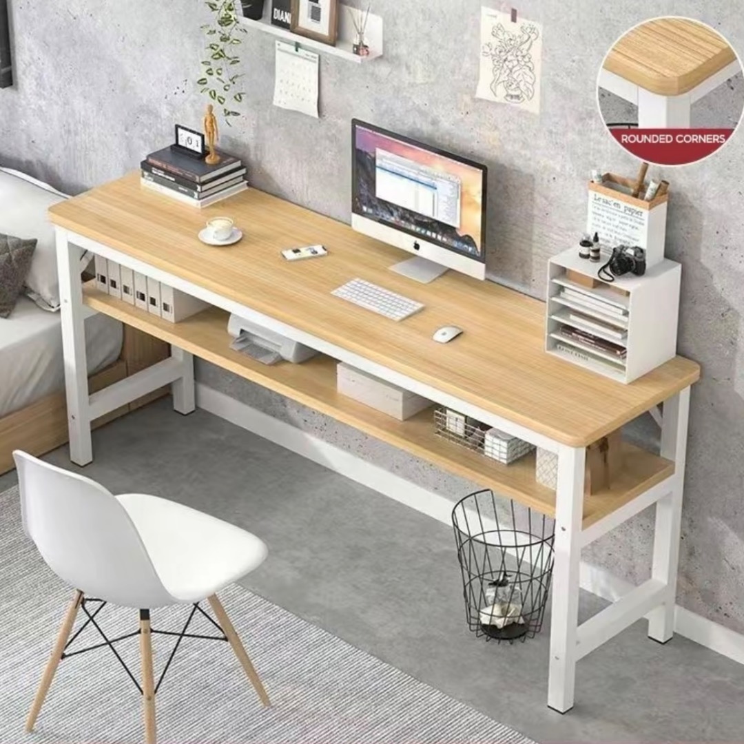 Long Study Desk Table | Rounded Corner Study Desk Table | Dual-Layer ...