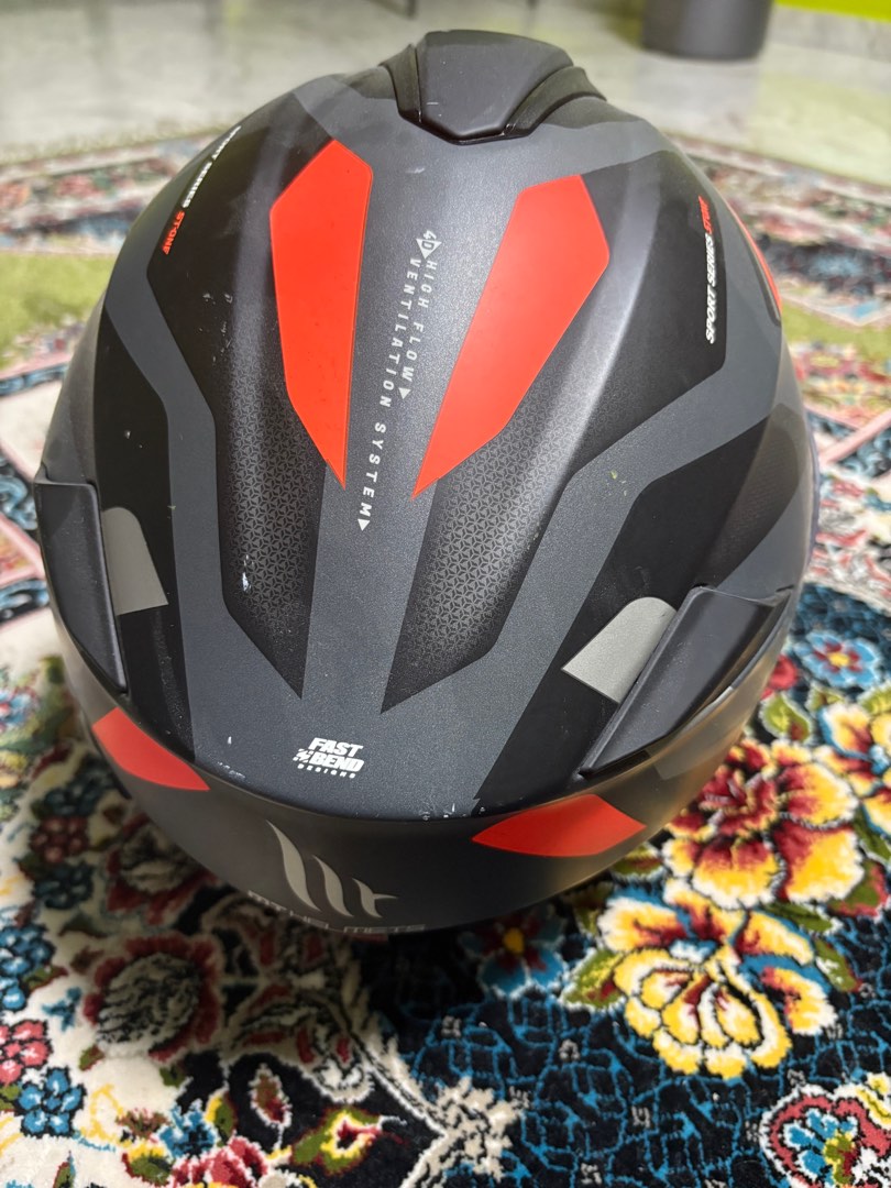 MT Helmet black and red full face, Motorcycles, Motorcycle Accessories ...