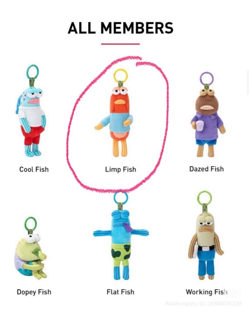 Pop Mart x SpongeBob SquarePants Bag Charm - Limp Fish, Hobbies & Toys ...