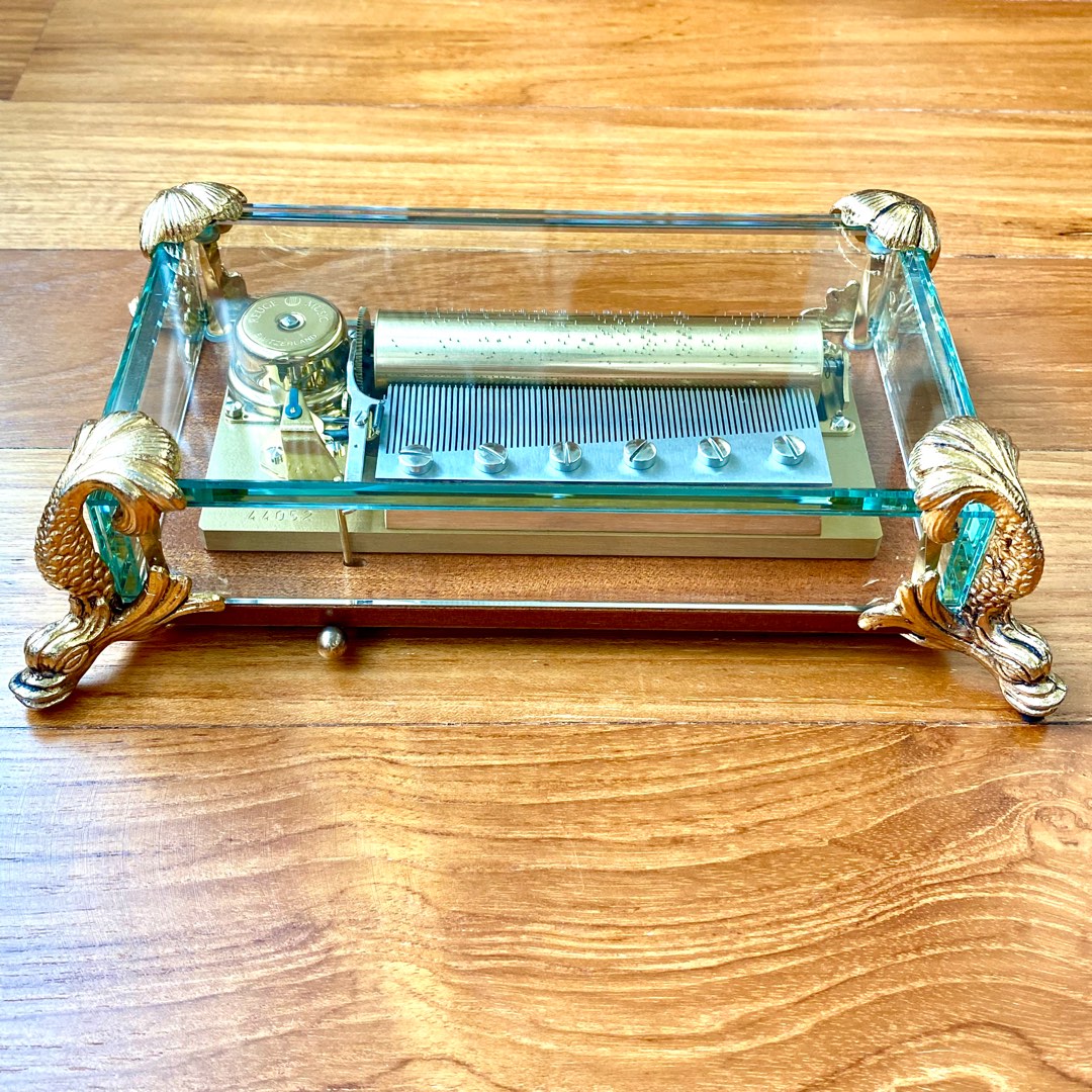 Reuge Swiss-Made Clear Glass Dauphin 72-Note Music Box (Claire de Lune ...