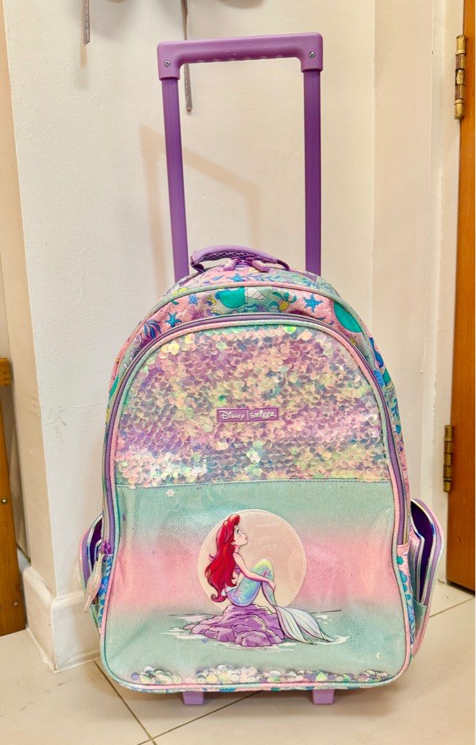 smiggle Disney Mermaid Ariel Trolley Backpack, Women's Fashion, Bags ...