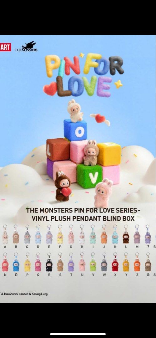Popmart Labubu The Monsters Pin for Love Series Blind Box Keychain ...