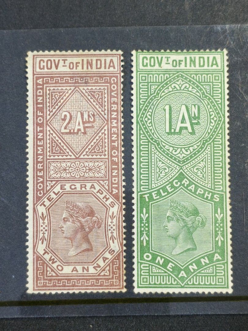 1860/70 Vintage India Telegraph Stamps - 1 Anna & 2 Annas, Hobbies ...