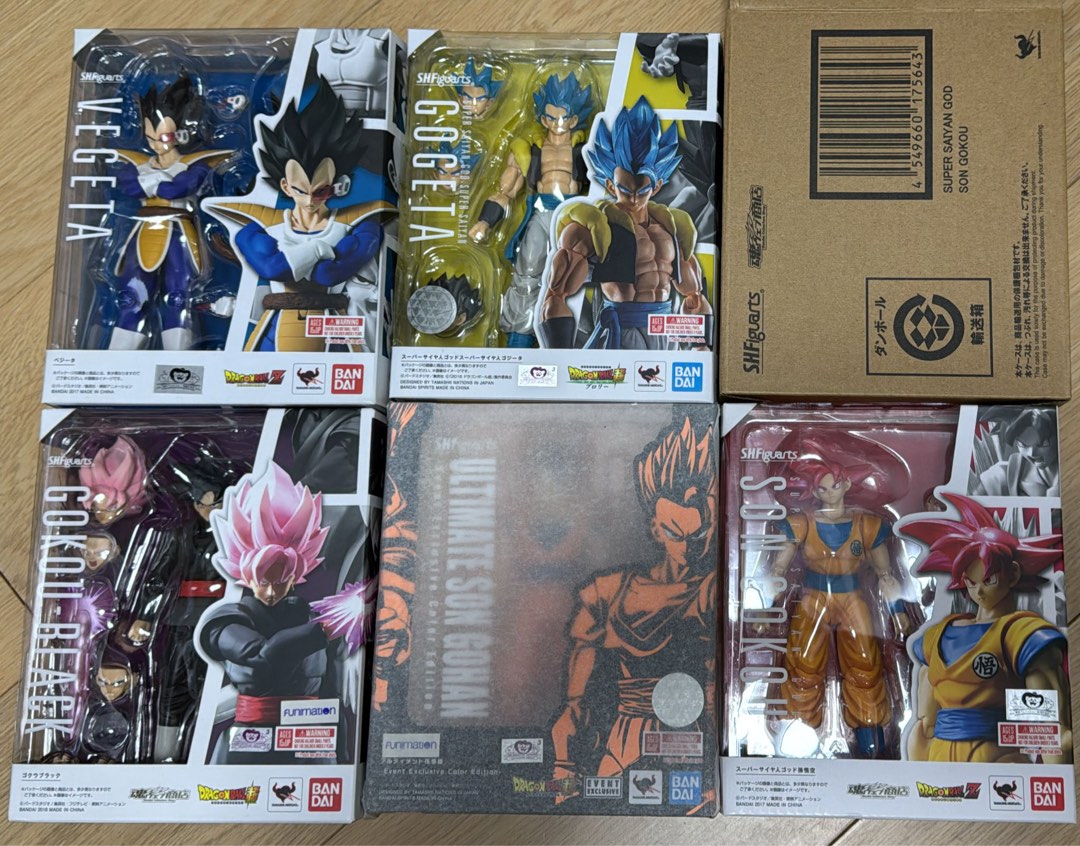 龍珠 SHF Dragonball 悟空 Goku 比達 黑悟空 sdcc 究極悟飯 紅神悟空初版 （個別價錢請看描述）, 興趣及遊戲, 玩具 ...