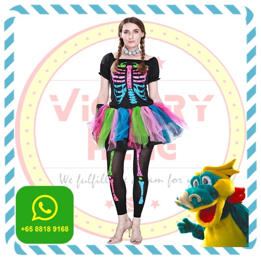 💀🎀 Skeleton Colorful Tutu Lady Costume – Spooky & Sparkly!, Hobbies ...