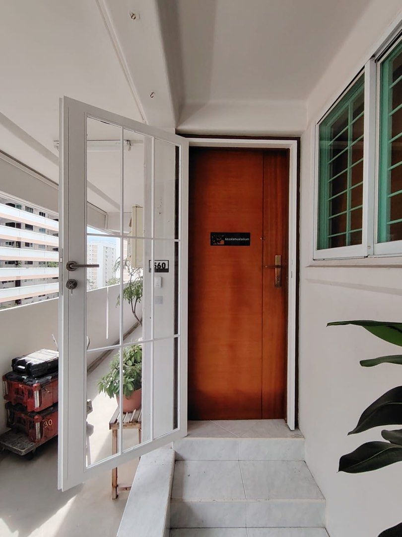 Hdb mildsteel glass gate, Furniture & Home Living, Security & Locks ...