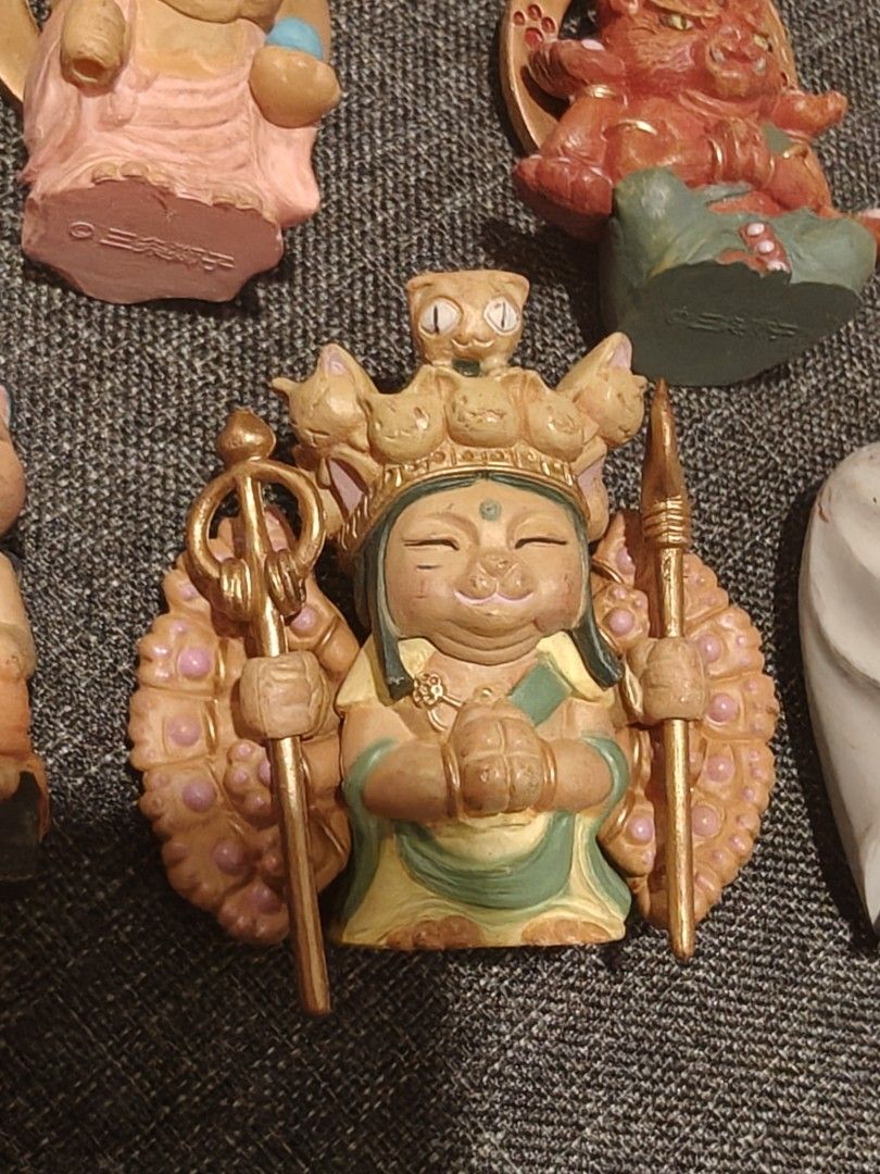 Japanese Qualia Twisted Egg Cat Bodhisattva+Cat Buddha Statue+Maitreya ...