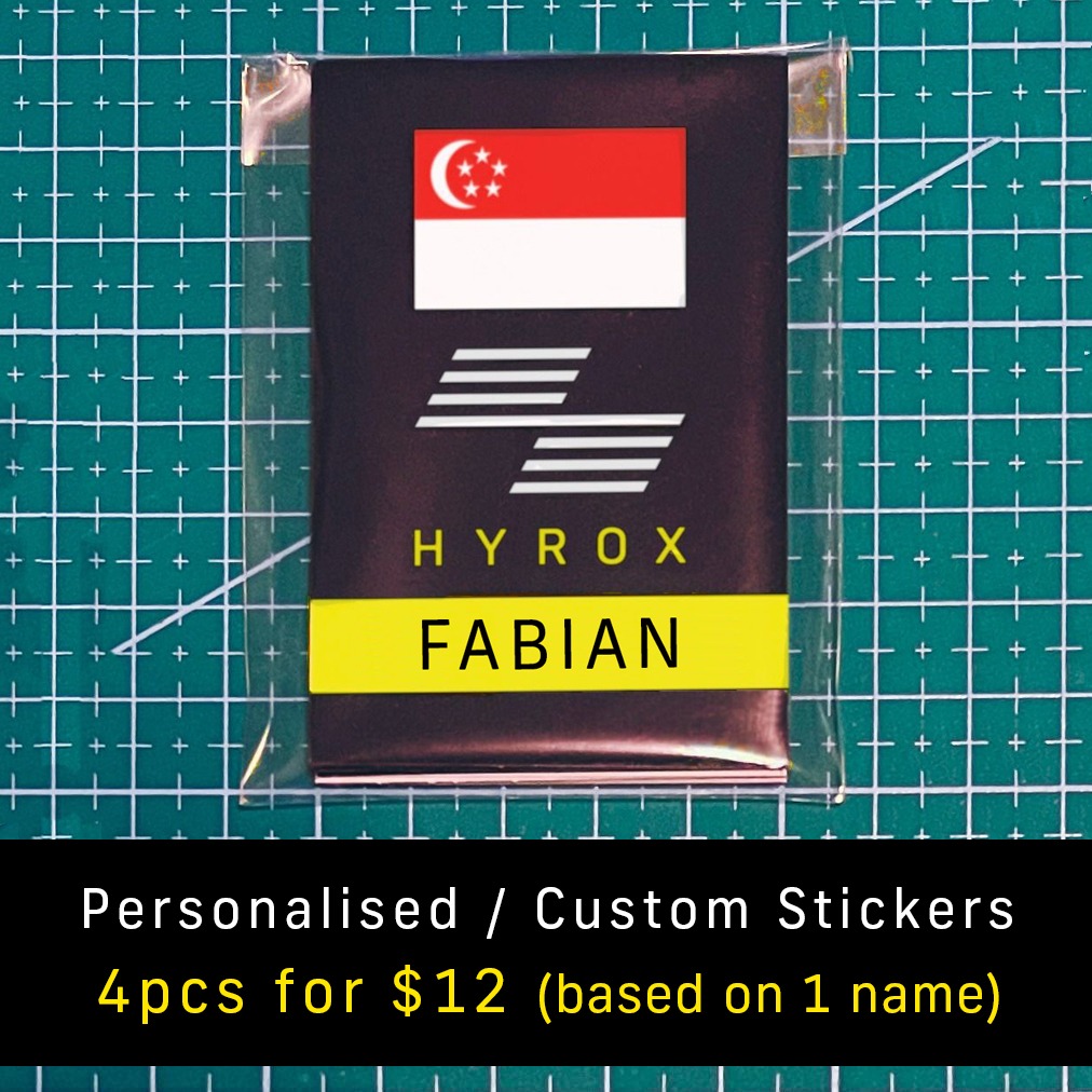 Personalised HYROX Stickers . Abt 85 x 55 mm ("EZ-Link" size?) . Hyrox ...