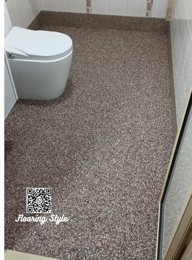 Epoxy Pebbles# Tiles Overlay #HDB, CONDO, BTO Toilet reno# Pebbles wash ...