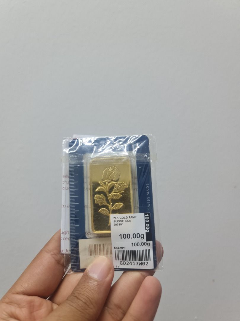 100gm 24k gold bar PAMP Rose with receipt, Hobbies & Toys, Memorabilia ...