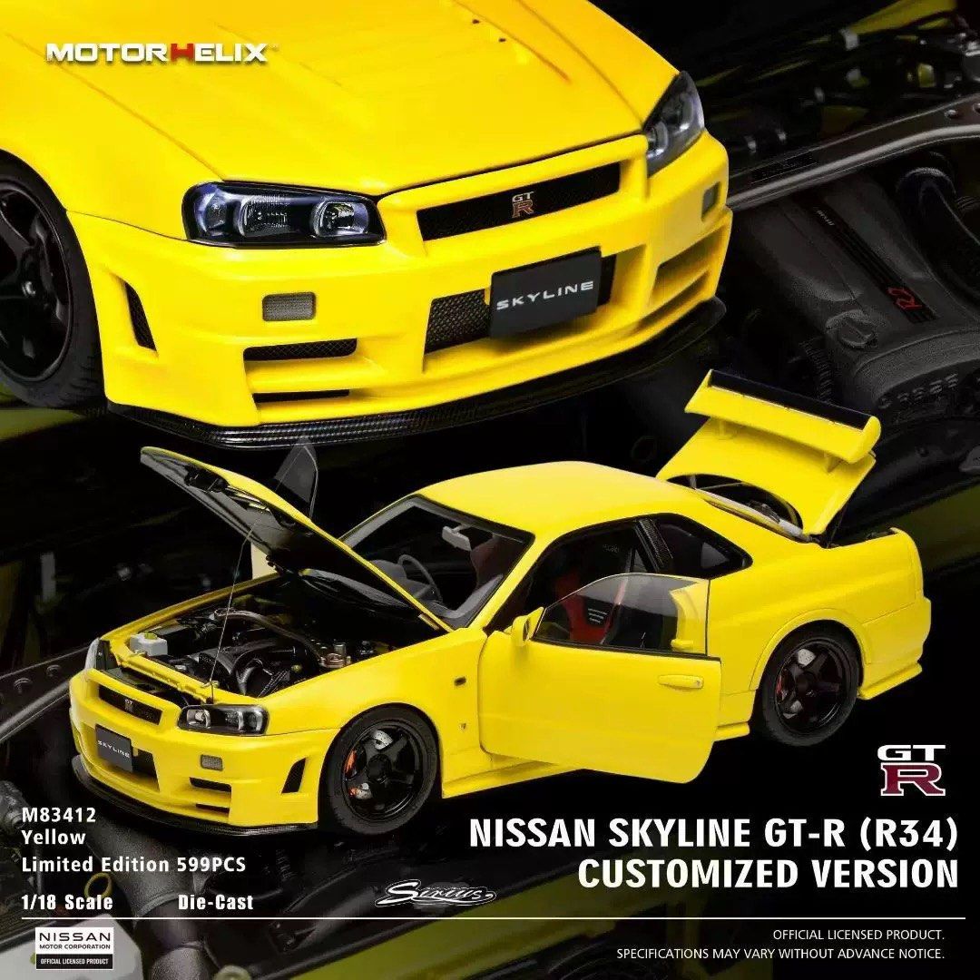 1/18 Motorhelix Nissan Skyline R34 GT-R Nismo Customised Version GTR ...