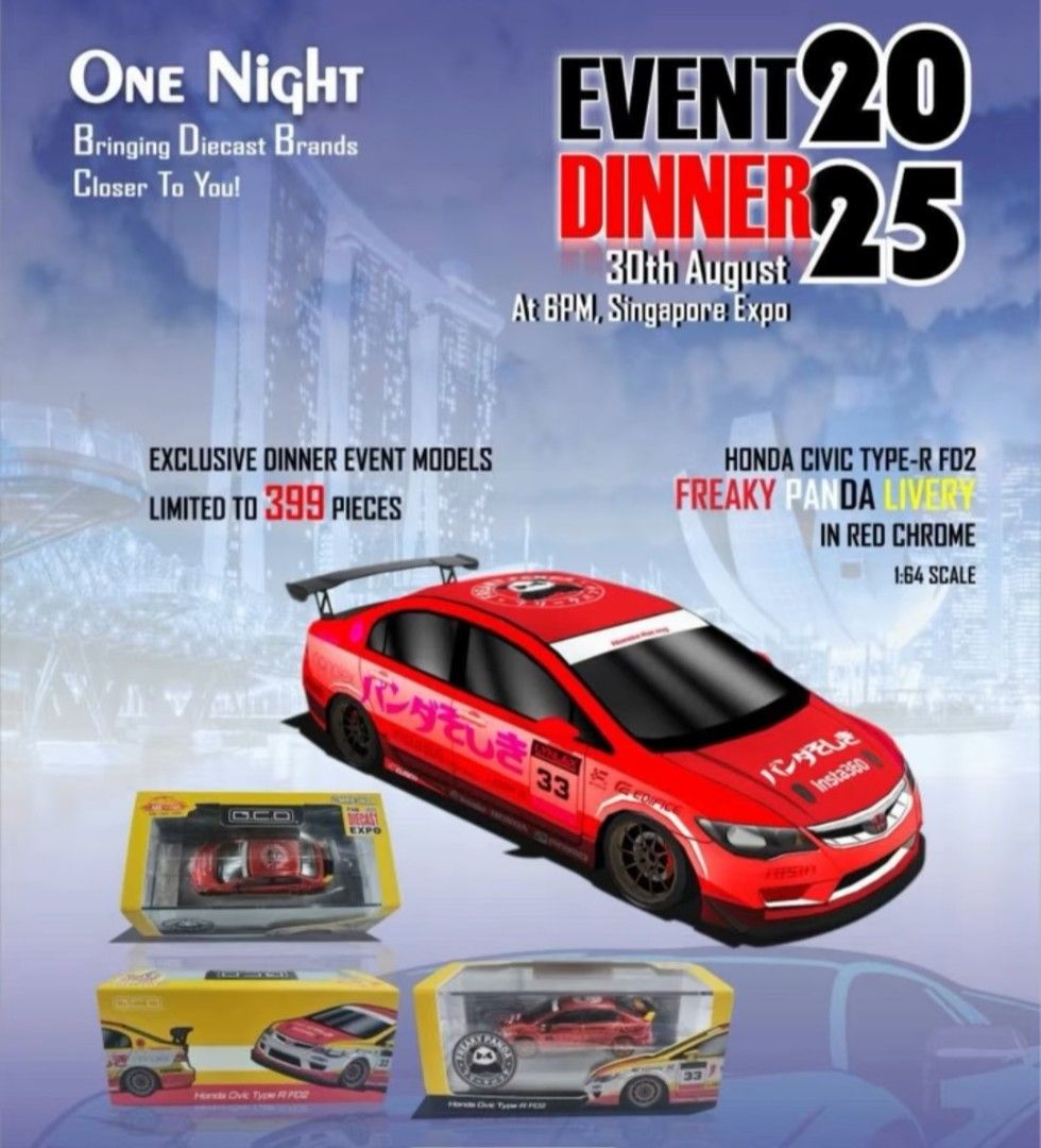 1/64 SGDE GCD Honda Civic Type R FD2 Freaky Panda Livery, Hobbies ...