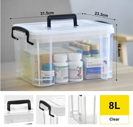 8L Handheld Medicine Stackable Storage Container Box First Aid ...