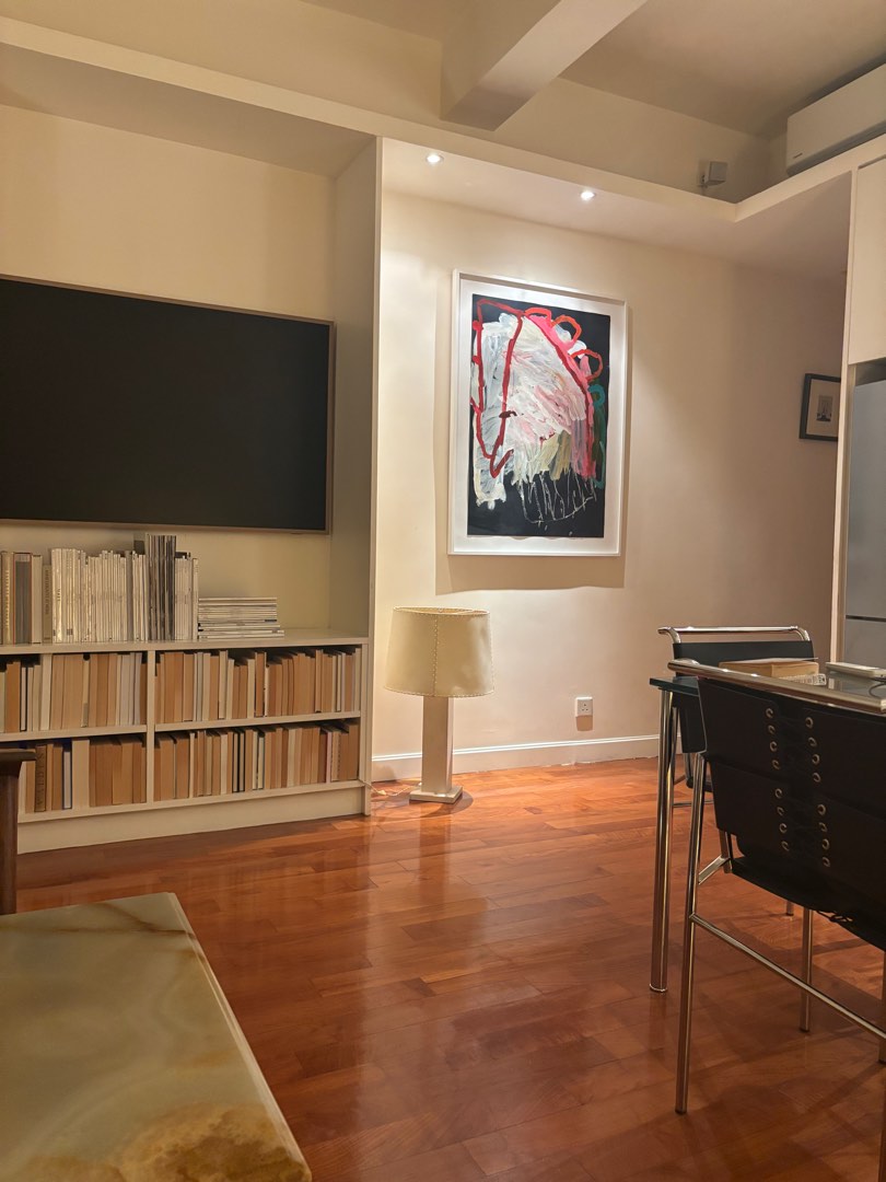 Abstract painting by Catherine Cassidy with white shadow box frame and ...