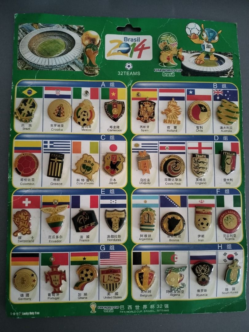 FIFA World Cup Brasil 2014 metal Pin Set - Collection of 32 Teams ...