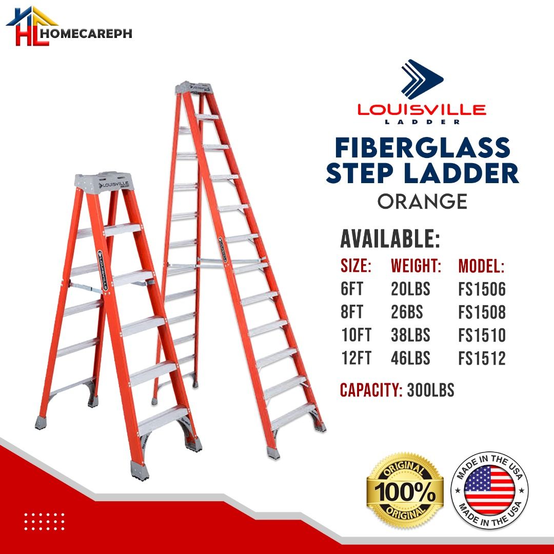 Louisville Fiberglass Extension Ladder 300lbs (Orange), Commercial ...