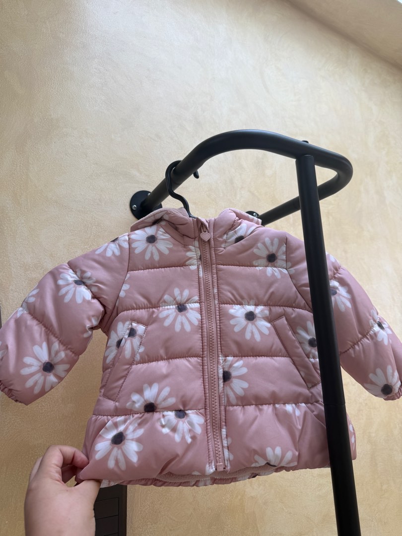 Pink flower puffer for toddler (12 months), Babies & Kids, Babies ...