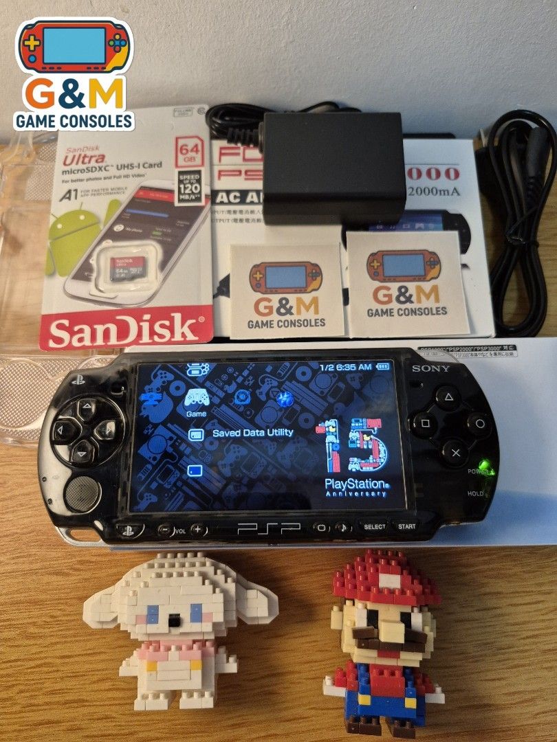 PSP Slim Black V3 64GB Complete Accessories, Video Gaming, Video Game ...