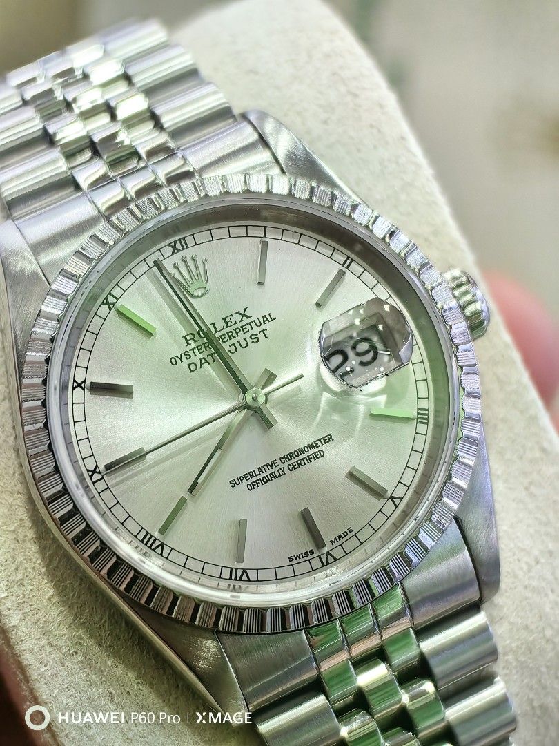 Rolex 16220 Datejust Machine turned Bezel, Luxury, Watches on Carousell
