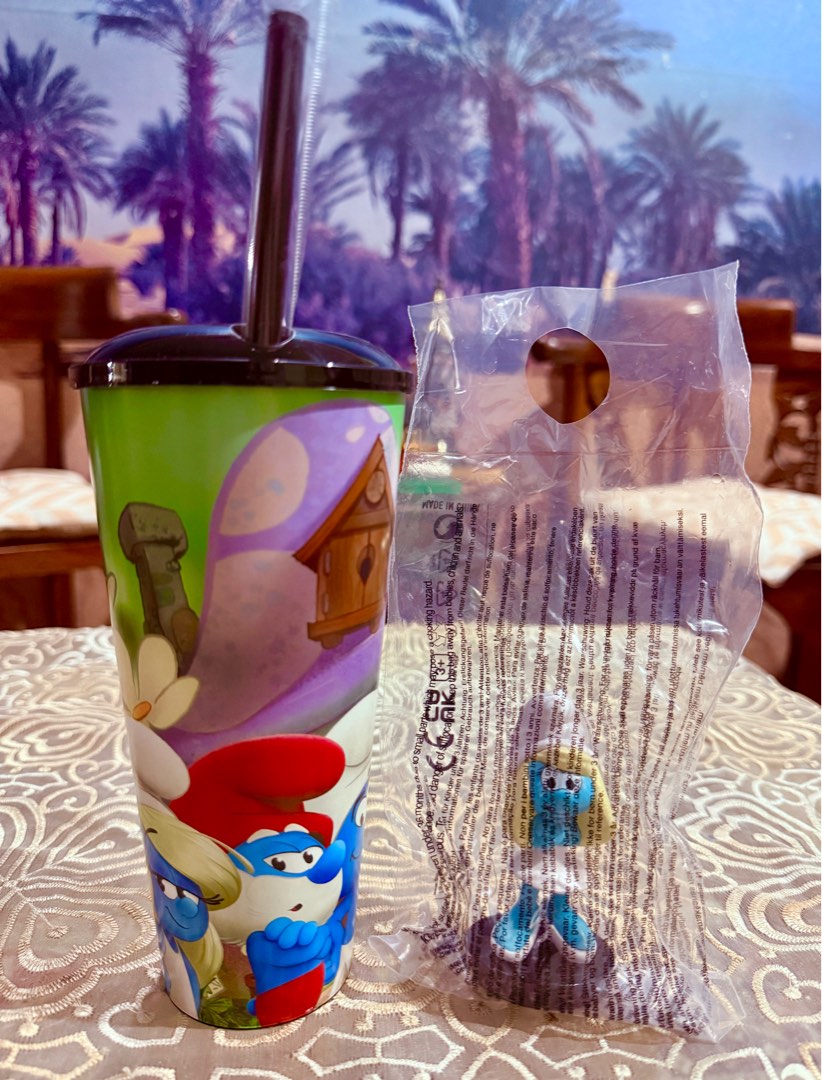 Smurfs Cup with Smurfette Figure, Hobbies & Toys, Toys & Games on Carousell