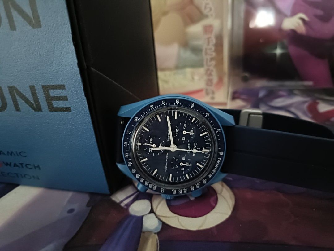 Swatch x Omega Bioceramic Moonswatch Mission to NeptuneSO33N100, Luxury ...