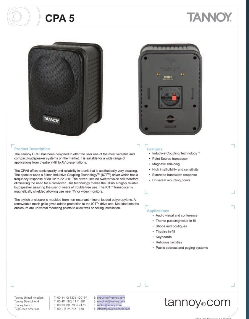 Tannoy CPA 5 Bookshelf Speaker (Custom wooden enclosure), Audio, Soundbars, Speakers ...