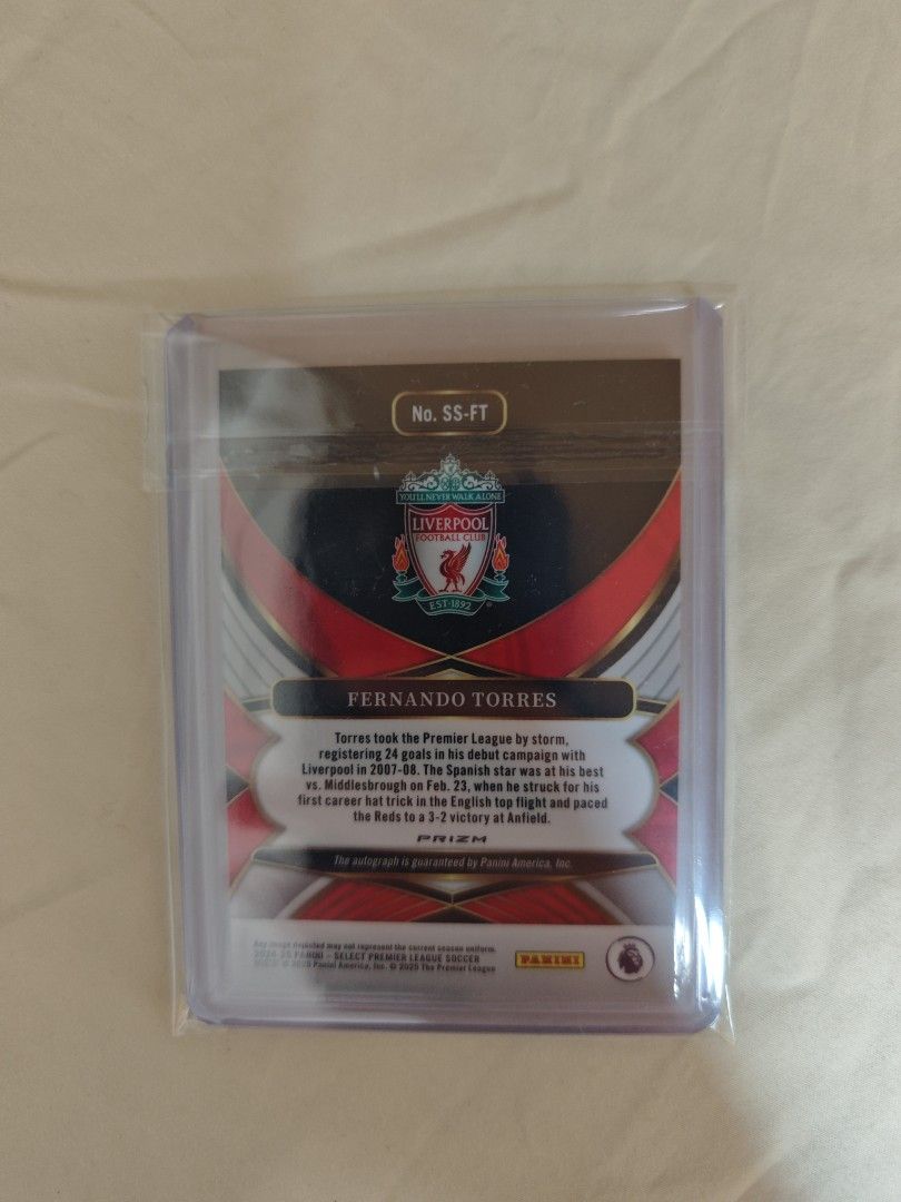 2024-25 Panini Select EPL Fernando Torres Red Autograph 費托 費蘭度托利斯 利物浦 利記 傳奇 簽名卡 A簽, 興趣及遊戲, 玩具 ...