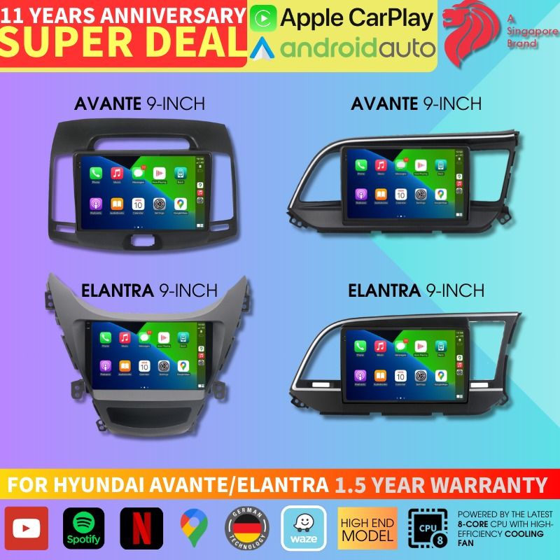 2K QLED HIGH-END LATEST ANDROID 13 HYUNDAI AVANTE/ELANTRA ANDROID ...
