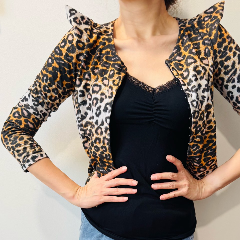 Colourful Leopard Print outer/jacket with pointy Shoulder design, Women ...