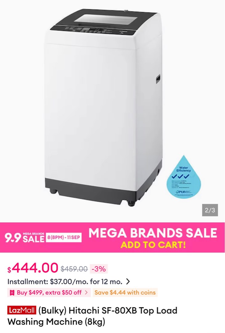 Hitachi SF-80XB Top Load Washing Machine (8kg), TV & Home Appliances ...