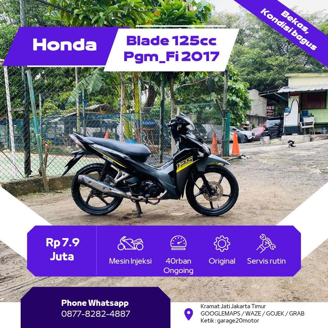 Honda Blade 125cc Pgm_Fi Tahun 2017, Motor di Carousell