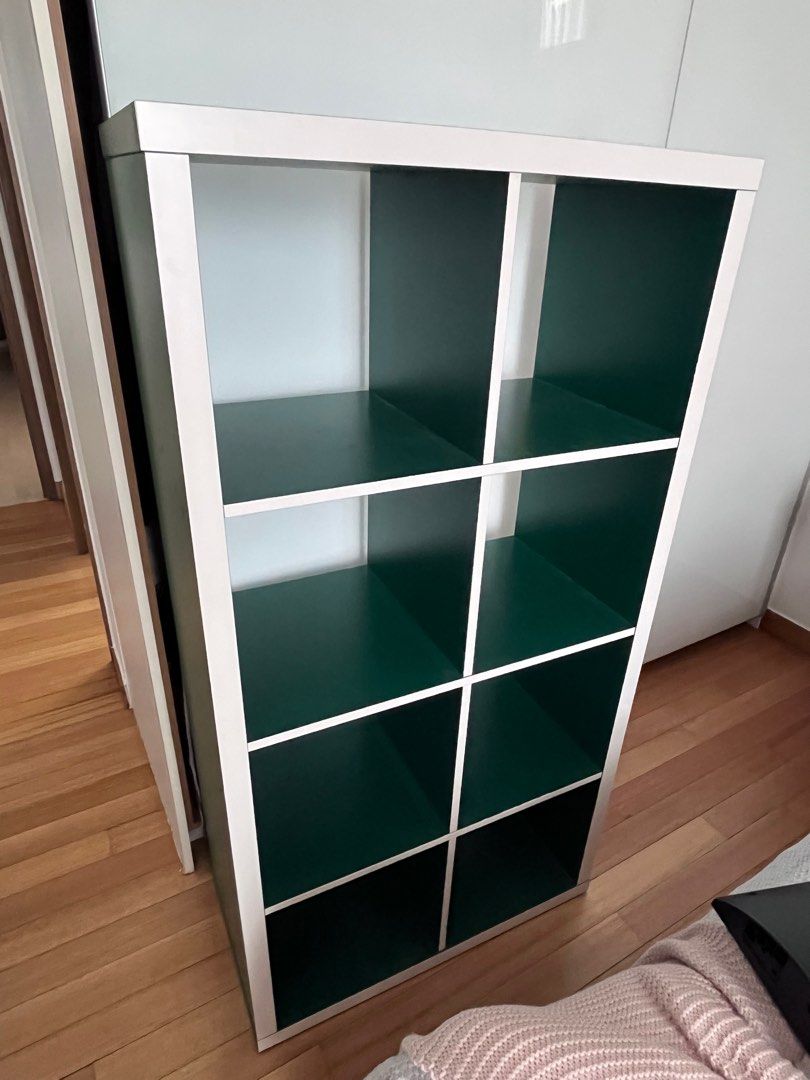 IKEA Kallax 2x4 Shelving Unit - Green and White, Furniture & Home ...