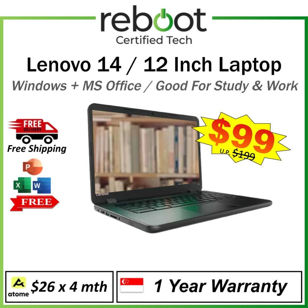 Lenovo 12 Inch Laptop - Available Lenovo 14 Inch - Free MS Office ...