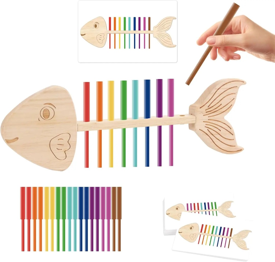 Montessori Fish Bone Matching Toy Color Classification and Sensory ...