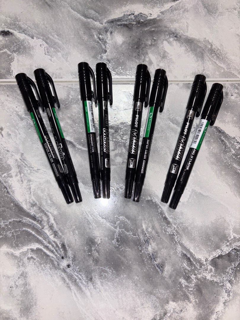 Pilot Twin Permanent Marker Pens - Black, Hobbies & Toys, Stationery ...
