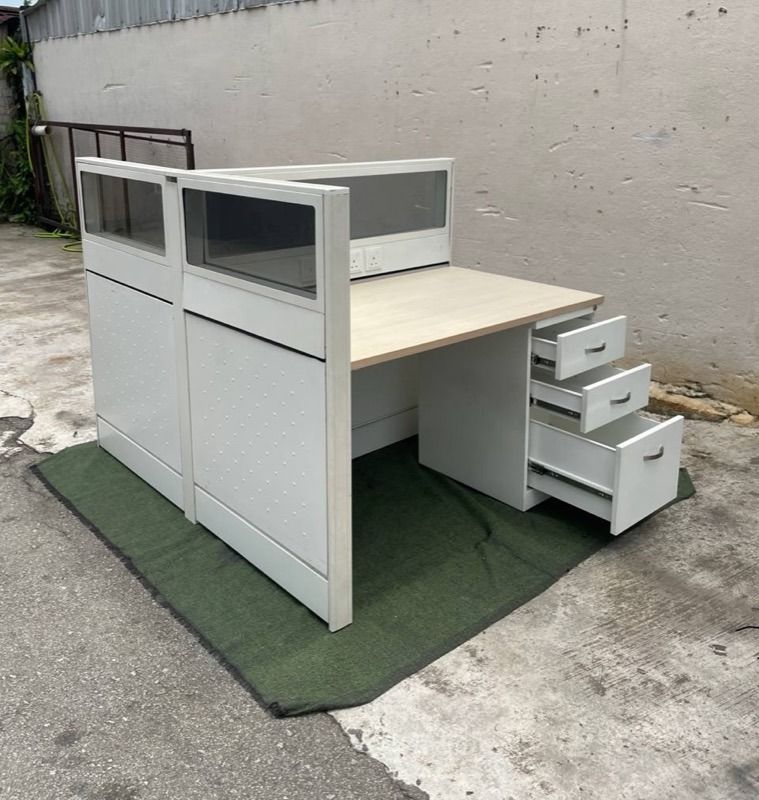 YD04AL Meja Tulis Ofis 2 Cluster 4 Feet Writing Table T Shape ...