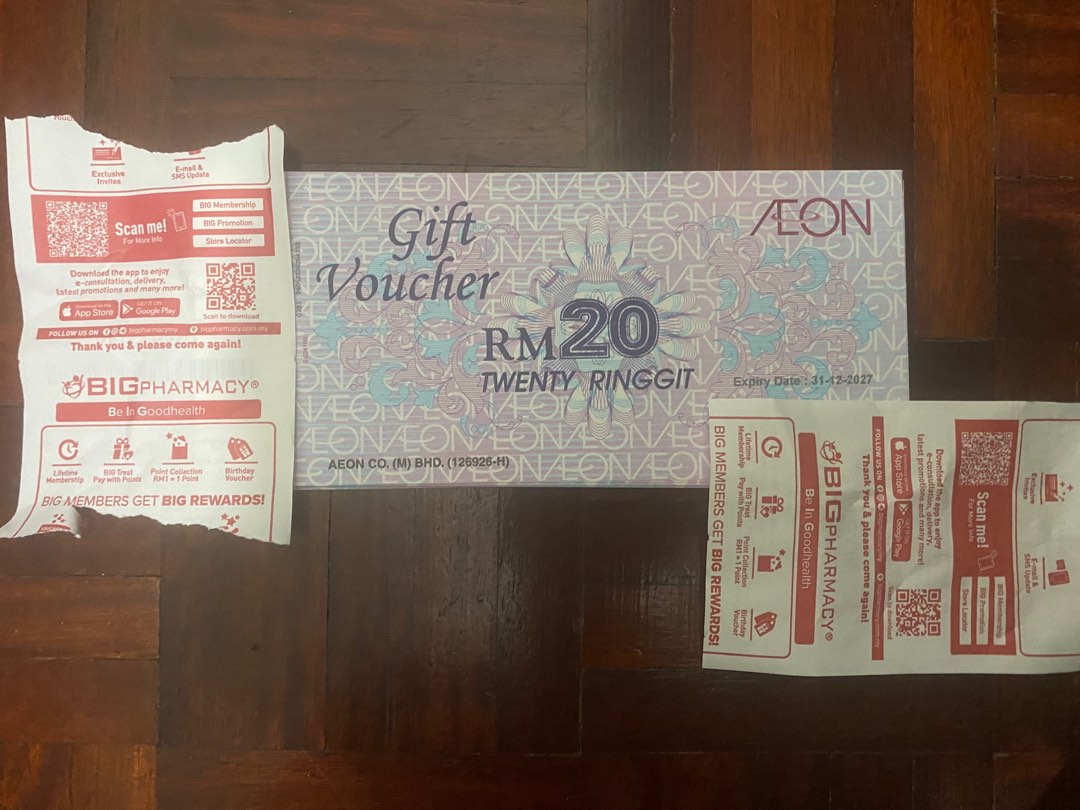 Aeon Gift Voucher, Tickets & Vouchers, Vouchers on Carousell