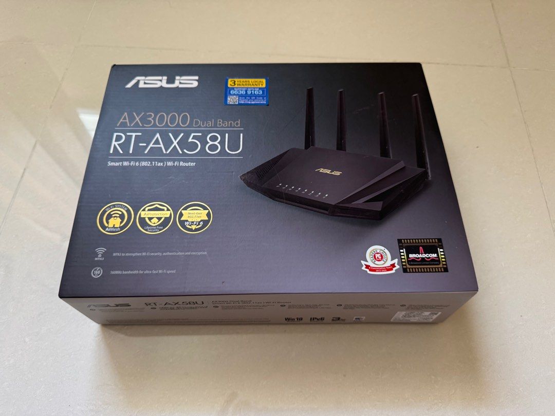 ASUS AX3000 Dual Band RT-AX58U Wi-Fi 6 Router, Computers & Tech, Parts ...