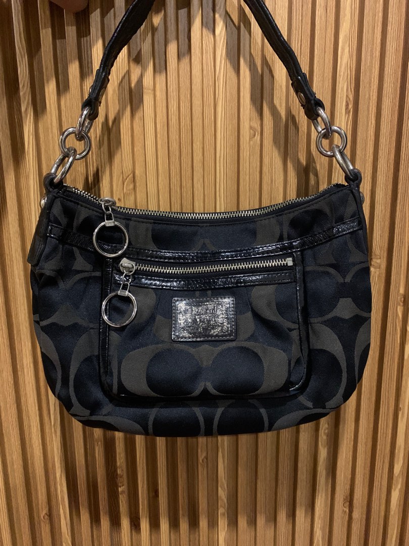 Coach Poppy Black Monogram Shoulder/Kili Bag, Luxury, Bags & Wallets on ...