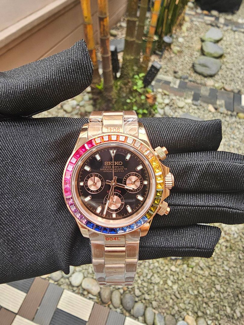 Seiko Rainbow Bezel Chronograph Watch, Luxury, Watches on Carousell