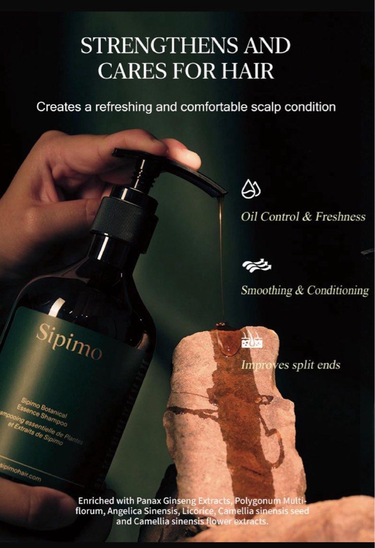 Sipimo Shampoo FREE SCALP MASSAGER - Ginseng Extracts, Polygonum ...