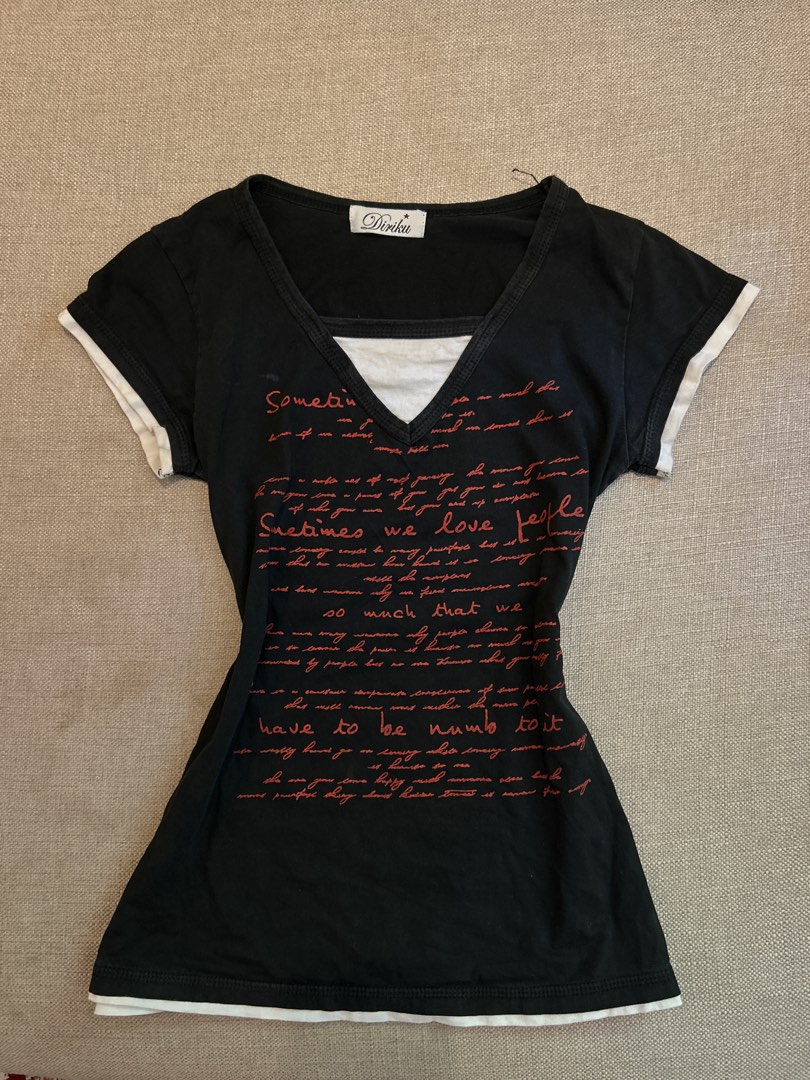 Y2K 2000s thrifted grunge vintage black layered bodyhugging top, Women ...
