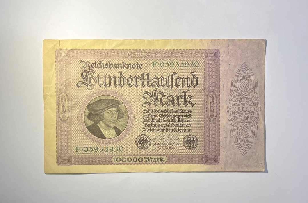 1923 Germany Weimar Republic 100000 Mark Reichsmark hyperinflation ...
