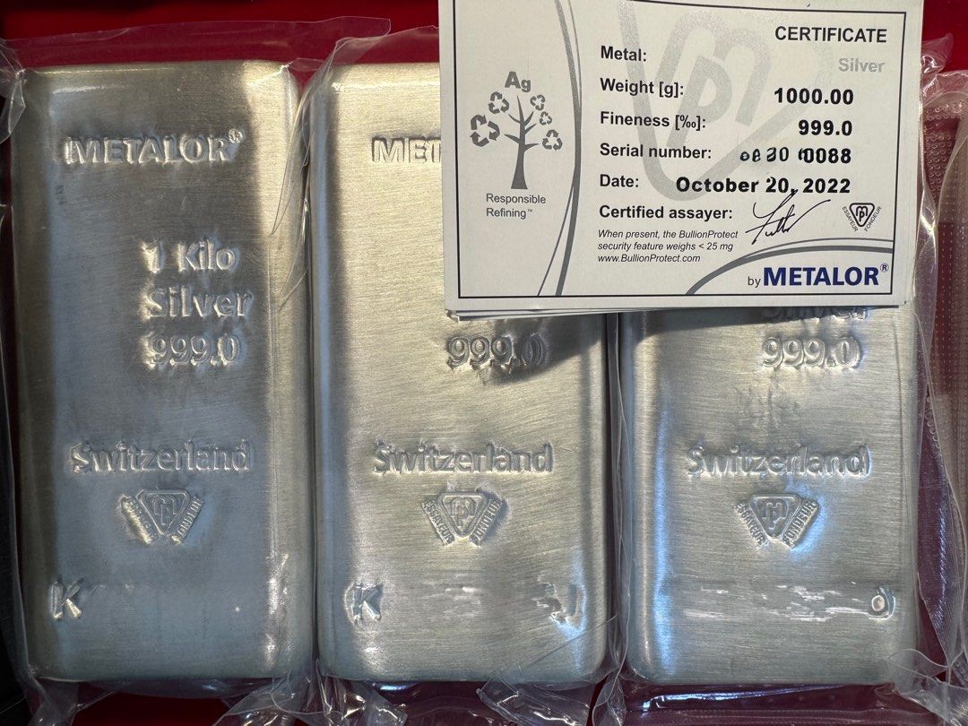 1kg Metalor Silver bars | 999.0 Purity, Hobbies & Toys, Memorabilia ...