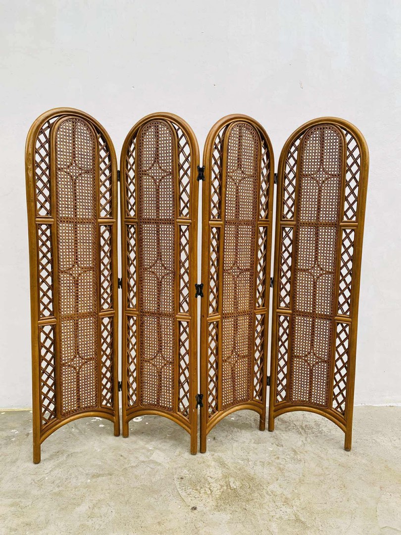 4-Panel Rattan Solihiya Divider / Partition, Furniture & Home Living ...