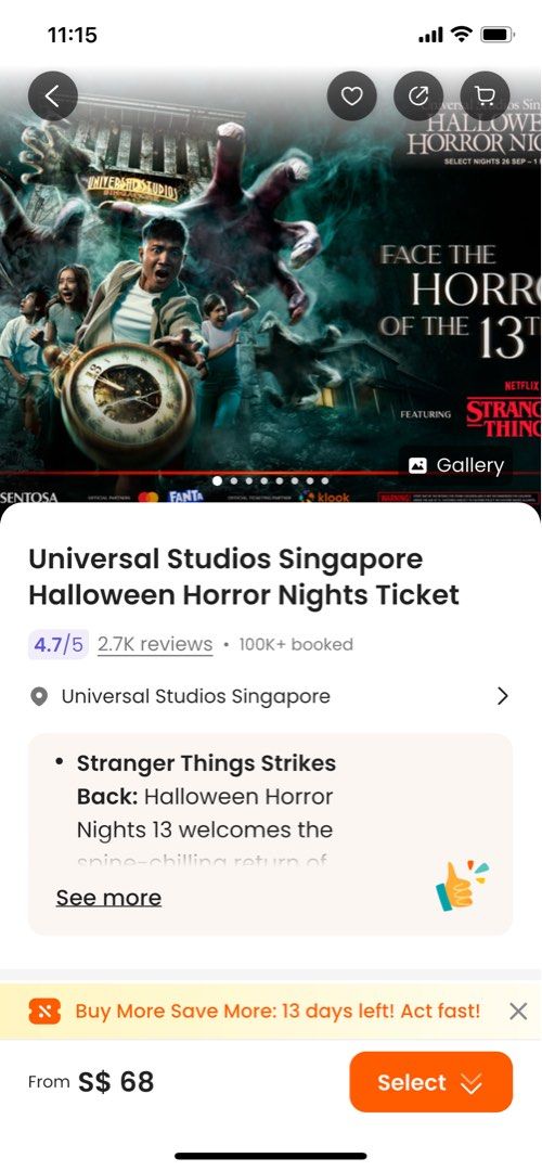 $60 Universal Studios Singapore Halloween Horror Nights 13 Ticket, Tickets & Vouchers, Event ...