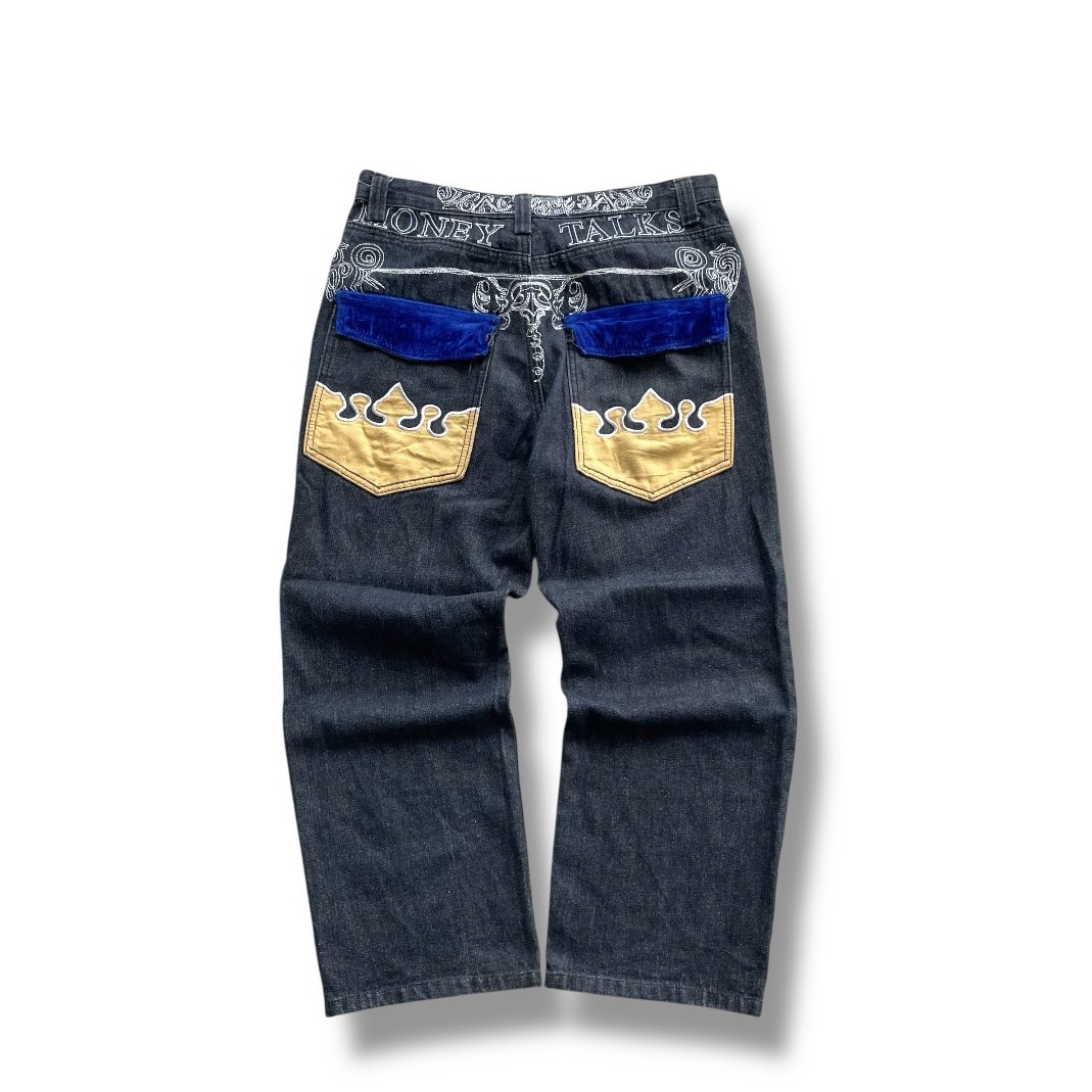 Baggy Jeans Y2k Core Money Talk, Men's Fashion, Bottoms, Jeans on Carousell