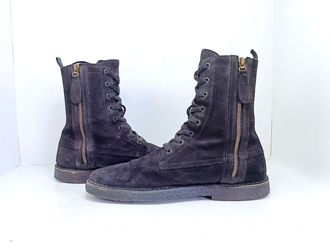 Burberry combat boots, Fesyen Pria, Sepatu , Sepatu Boot di Carousell