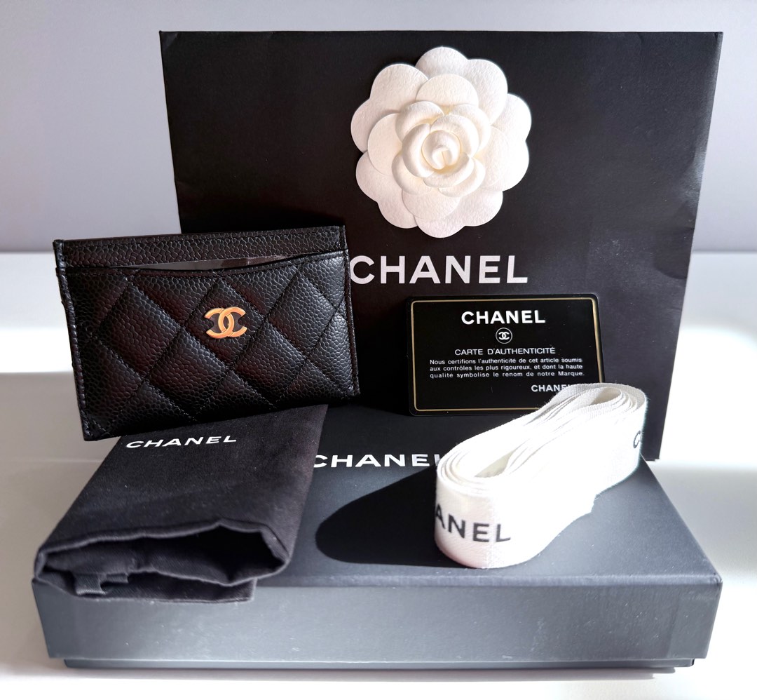Chanel Classic Card Holder - Black Caviar Leather with Gold Hardware ...
